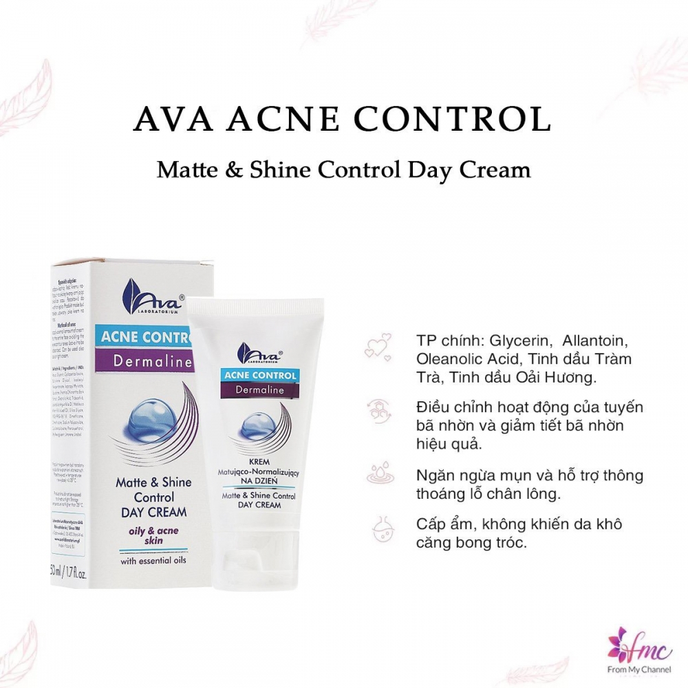 Kem dưỡng ban ngày Ava Acne Control – Matte & Shine Control Day Cream ...