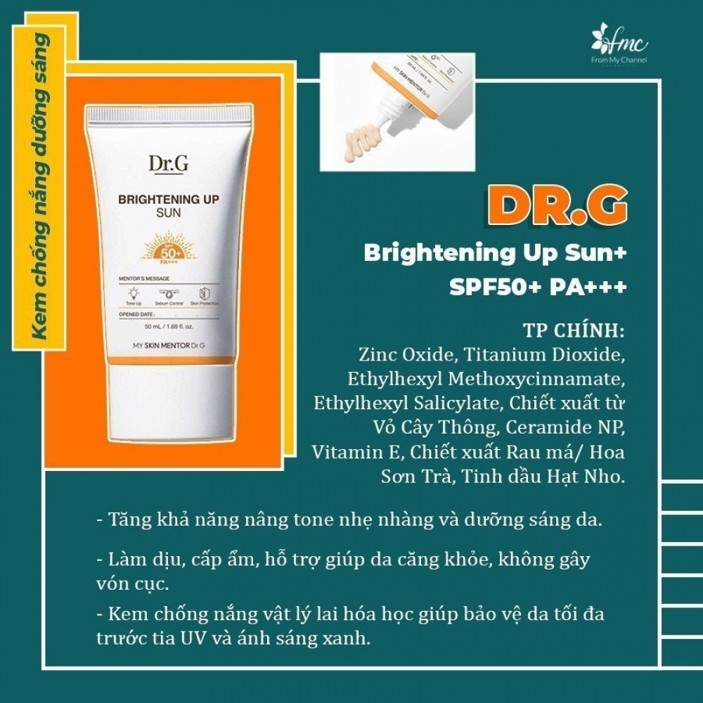 Kem Chống Nắng vật lý lai hóa học dành cho da nhạy cảm Dr.G SPF 50/PA ...