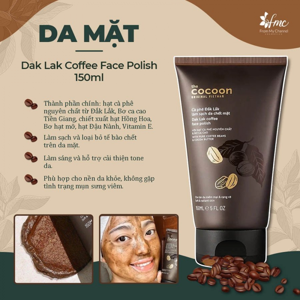 Bộ 3 Cà phê Đắk Lắk tẩy da chết Cocoon | fmccosmetics.com.vn