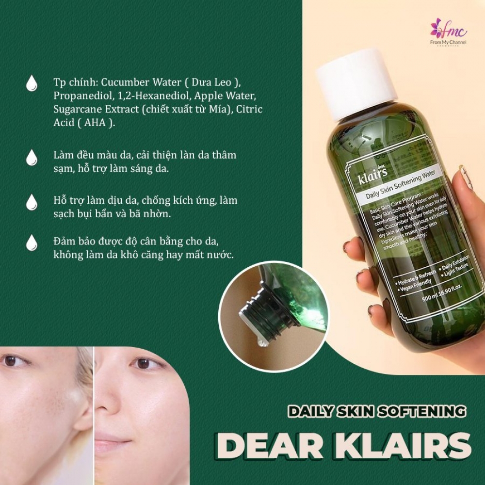 Toner Dear Klairs Dành Cho Da Treatment Làm Dịu và Cấp Ẩm Tức Thời Phù ...